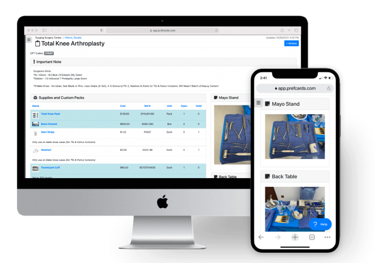 Effortless Surgical Preference Cards - PREFcards
