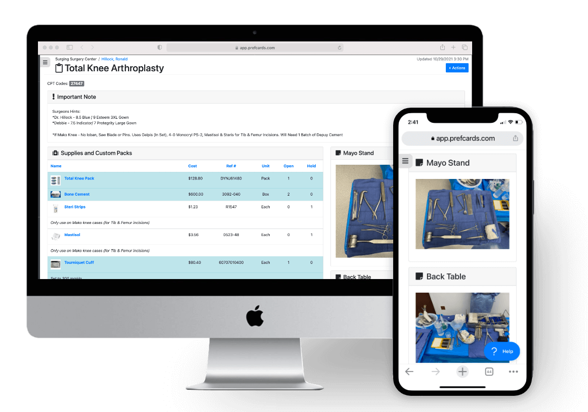 Effortless Surgical Preference Cards - PREFcards